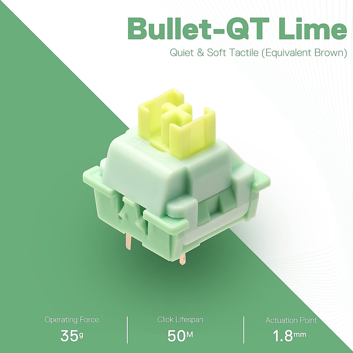 Redragon A113 Bullet-QT Soft Tactile Mechanical Switch, 3-Pin Plate Mounted Quiet Tactile Equivalent, Hot-Swappable DIY Keyboard Switch Mod, 50 Million Click(24 pcs Switches, Keycap + Switch Puller)