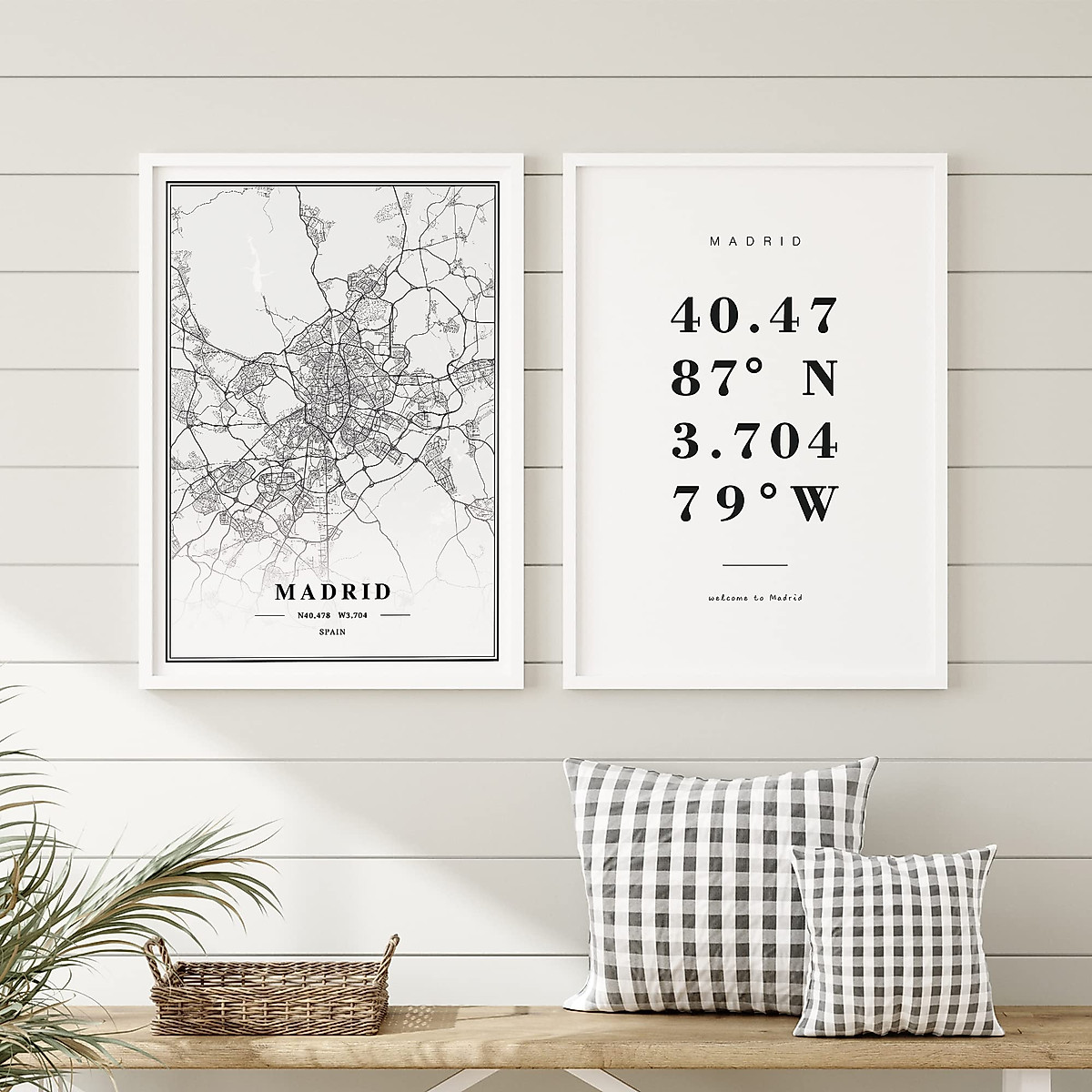 Dear Mapper Madrid Spain View Abstract Road Modern Map Art Minimalist Painting Black and White Canvas Line Art Print Poster Art Print Poster Home Decor (Set of 3 Unframed) (12x16inch)