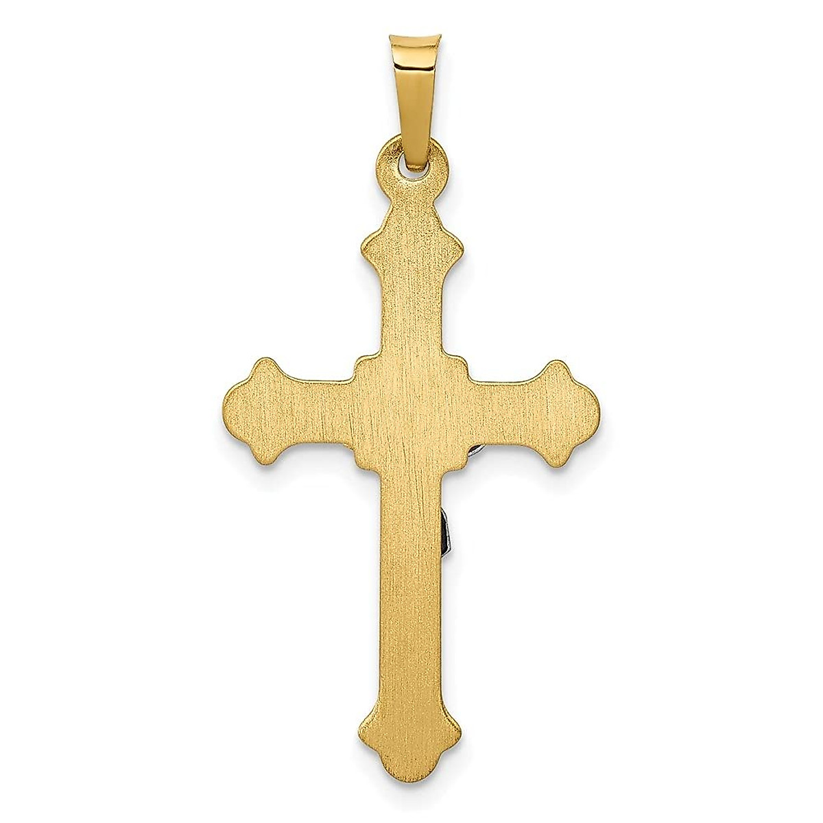 Diamond2Deal Gift for Mothers Day 14K Yellow Gold Rhodium plated INRI Religious Crucifix Cross Pendant Fine Jewelry for Women (L- 32 mm, W- 16.5 mm)