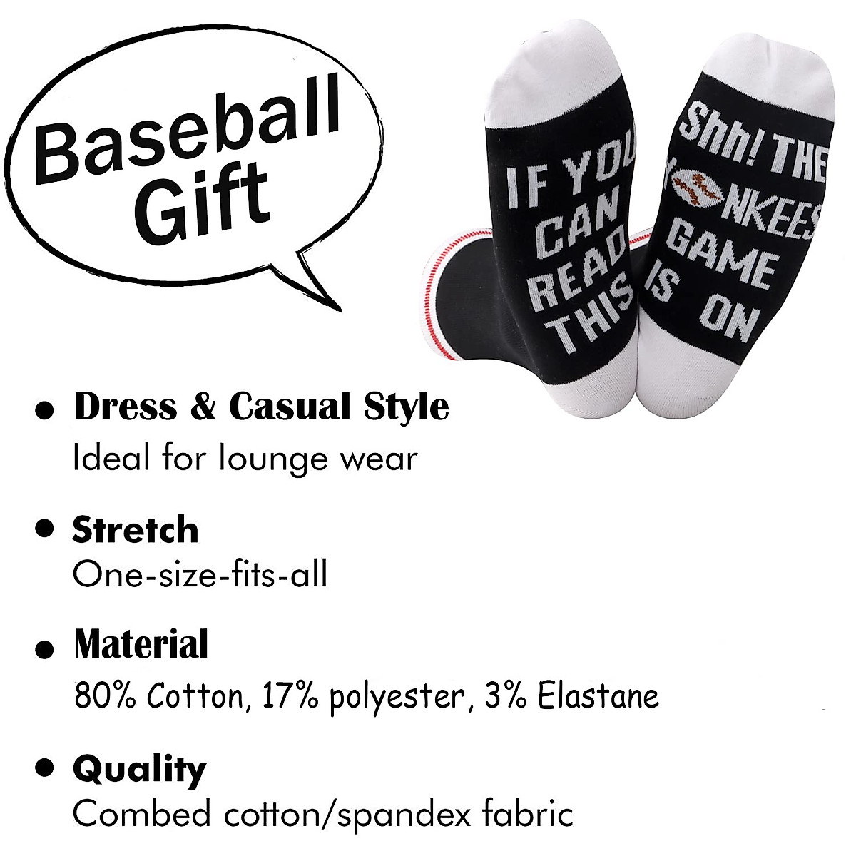 TSOTMO 2 Pairs Baseball Socks Baseball Socks If You Can Read This The Game Is On Socks Gift For Bsaeball Team (Yank)