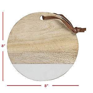 Foreside Home & Garden Wood & Gray Resin with Leather Loop Round Cutting Board
