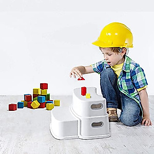 Glamore 2 Step Stool for Kids, Toddler Step Stool, Kids Step Stool for Bathroom Sink, Potty Training, Toilet Stool, Slip Resistant, Dual Height 4.5"- 9.4", Dual Width 5"- 6", White 1 Pack