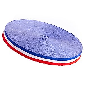 50 Yard Red White Blue Striped Ribbon Fabric Grosgrain Ribbon Canvas 3/8 Inch Cotton Ribbon for Christmas Tree Wrapping, Independence Day Decoration, Home Decor, Gift Wrapping