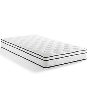 Allora 8" Twin Innerspring Mattress Quilted Pillow Top - Individually Encased Pocket Coils in White
