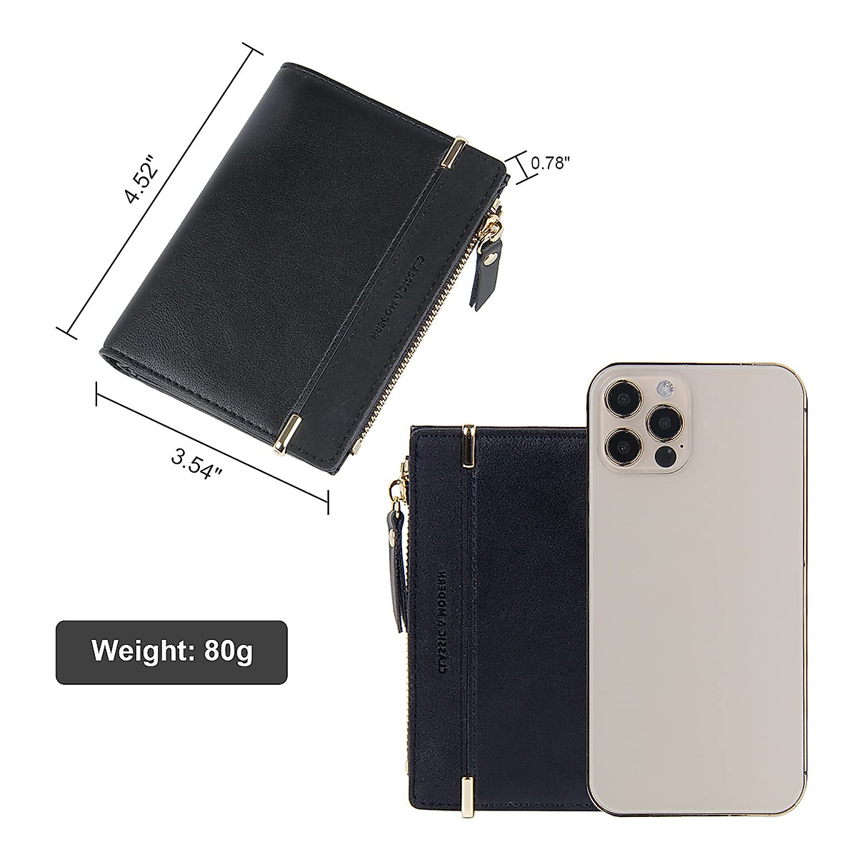 SUKUTU Ladies Purse, Women's Wallet PU Leather Wallet Small Bifold Womens Wallet Card Holder Zipper Coin Purse, Black, One Size