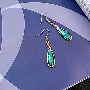 Howl's Green Crystal Drop Earrings Cosplay, Anime Costume Pendant Dangle Earrings, Green Water Drop Ear Accessories Gifts