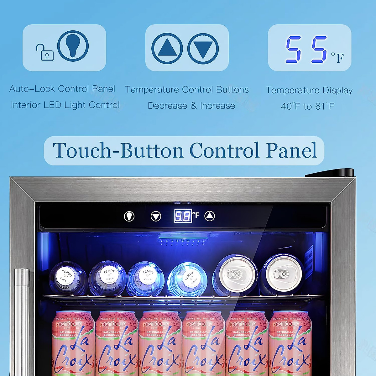 Antarctic Star Beverage 4.4Cu.Ft Refrigerator Cooler -145 Can Mini Fridge Glass Door for Soda Beer or Wine, Small Drink Dispenser, for Home Office or Bar.