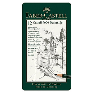 Faber-Castell Castell 9000 Art - Set of 12 (8B, 7B, 6B, 4B, 2B, B, HB, F, H, H & 2H)