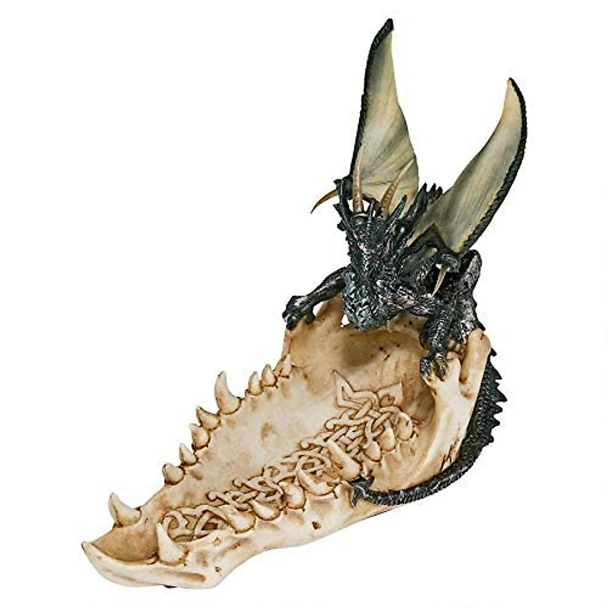 Design Toscano QS91305 Jaw of the Dragon Offering Dish Gothic Statue, 9 Inch, Polyresin, Full Color