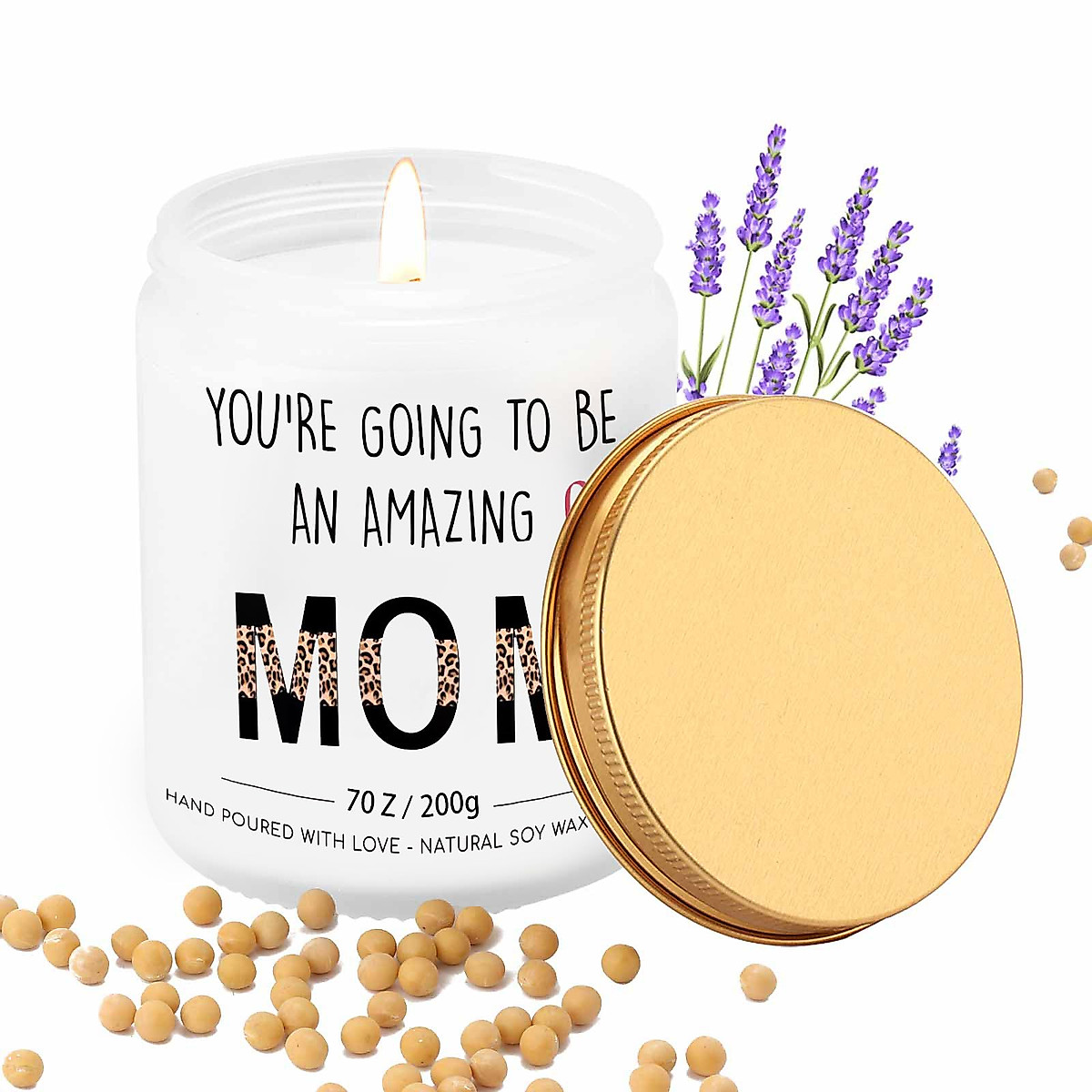 New Mom Gifts for Pregnant Women, Pregnancy Gift for Expecting Mom, 1st Mothers Day Gift for Mommy to Be, Maternity Gifts for First Time Moms Pregnant Friend Wife Daughter, Lavender Scented Candle 7oz