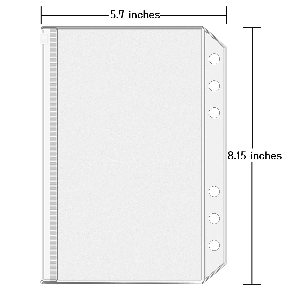Antner 12PCS A5 Binder Pockets 6 Holes Budget Cash Envelopes for Budgeting, Clear Zipper Folders Planner Inserts Loose Leaf Bags Binder, Waterproof PVC Document Pouch Filing