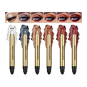 Go Ho White Highlighter Eyeshadow Stick,Cream-to-powder Dual-ended Eyeshadow Pen Eye Shadow Stick,Eye Brightener Highlighter Makeup,Eye Crayon Make up with Sponge Pointed,01