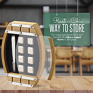 Whiskey Stone Gift Set - 8 Pieces Stainless Steel Cubes in Wooden Barrel Box Display Includes Reusable Stones, Felt Bag & Tongs - Keep Drinks Cold for Scotch, Beer, Wine, Cocktails for Women & Men