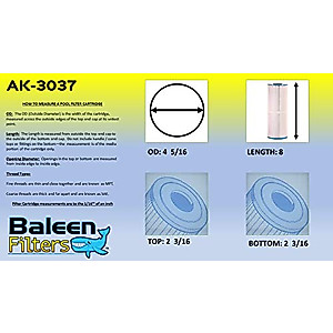 Baleen Filters 6 sq. ft. Pool Filter Replaces Unicel C-4605, Pleatco PMS8, Filbur FC-3810-Pool and Spa Filter Cartridges Model: AK-3037