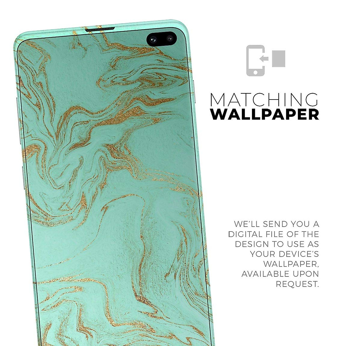 DesignSkinz Mint Marble & Digital Gold Foil V12 Protective Vinyl Decal Wrap Skin Cover Compatible with The Samsung Galaxy S20 (Screen Trim & Back Glass Skin)