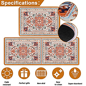 OBUSATT Boho Anti Fatigue Kitchen Rug and Mat Non-Slip Washable Boho Farmhouse Mats, Waterproof, Easy Clean Thick Kitchen Mat Set for Home, Office, Sink, Laundry Floor