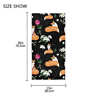 HUSSRITY Foxes in Forest Glade Towels Super Soft Hand Towel Highly Absorbent Washcloths Quick Dry Bath Towel 30x15 Inch Durable Lightweight