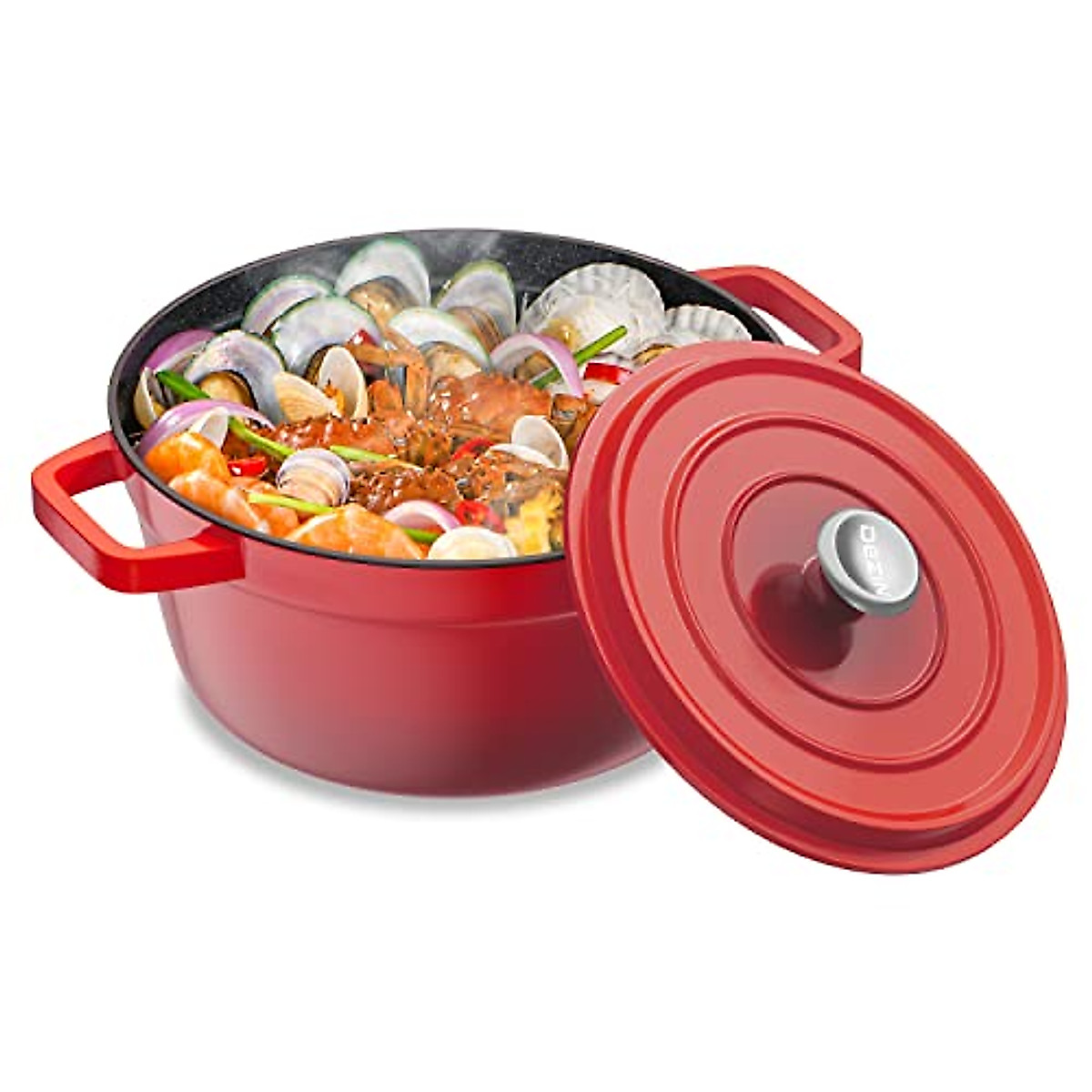Dezin Dutch Oven, 4.2 Quart Non-stick Enamel Coated Dutch Oven with Handle for Roasting and Braising, Cast Aluminum Dutch Oven Pot with Lid for Gas, Electric Induction, Hot Plate