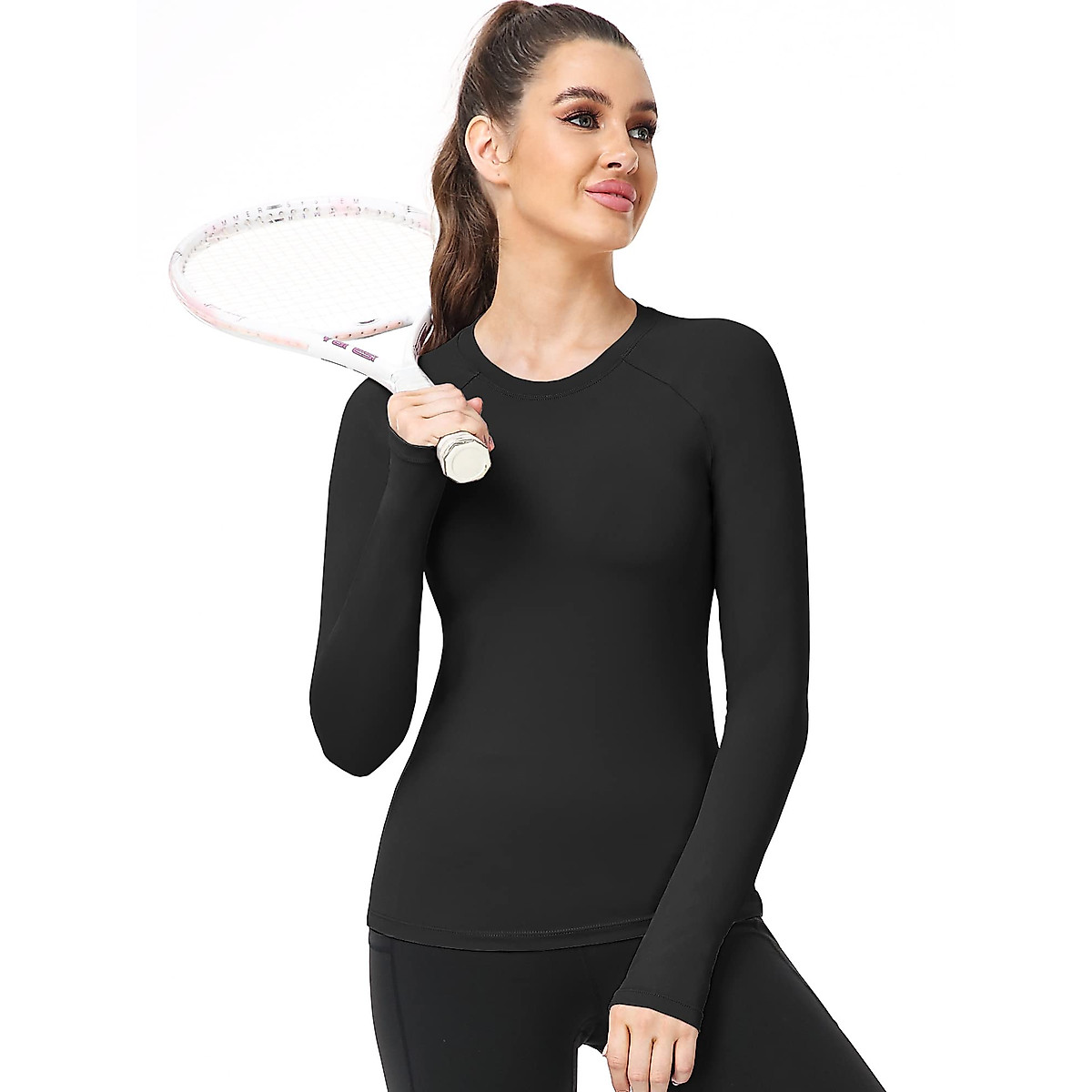 CADMUS Women's 3 Pack Compression Shirts Long Sleeve Yoga Athletic Running T Shirt,Black, Grey, Dark Green,X-Large