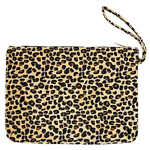 Me Plus Women's Clutch Pouch Wristlet Purse Bag Zipper Closure (2 Patterns) (Leopard-Beige)