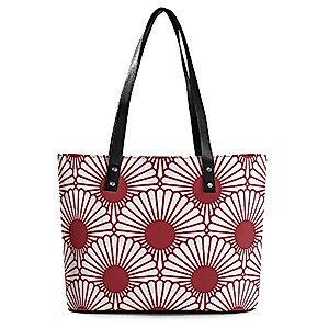 Womens Handbag Japanese Pattern Leather Tote Bag Top Handle Satchel Bags For Lady