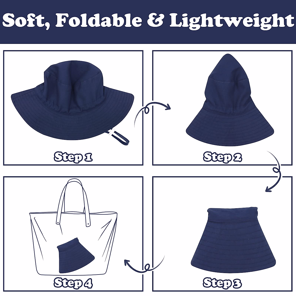 Sarfel Baby Sun Hat Summer Baby Boy Hats UPF 50+ Sun Protection Toddler Hat Bucket for Baby Girl Adjustable Kid Cap Navy 2-5 Years