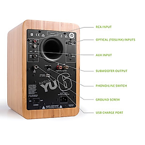 Kanto YU6BAMBOO Powered Bookshelf Speakers with Bluetooth and Phono Preamp | Pair | Bamboo