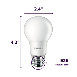 PHILIPS LED Basic Frosted Non-Dimmable A19 Light Bulb - EyeComfort Technology - 1000 Lumen - Daylight (5000K) - 10W=75W - E26 Base - Indoor - 8-Pack