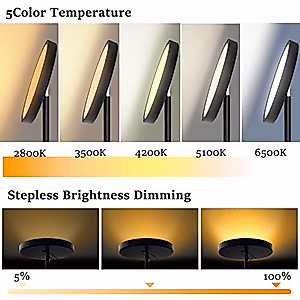 JOOFO Sky LED Floor Lamp,Folding Modern Torchiere Floor Lamp,Bright Dimmable Led Floor Lamp with Remote &Touch Control,5 Color Temperatures,Tall Standing Lamp for Living Room,Office,Bedroom,(Black)