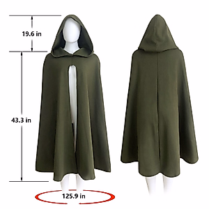 JPXH Renaissance Hooded Cape Witch Cloak with Hood Medieval Halloween Costume-Green