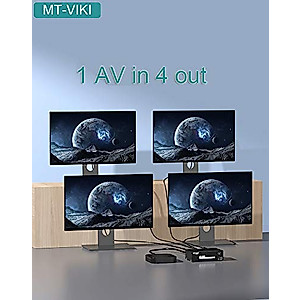 MT-VIKI 4 Way 3 RCA Splitter Composite Video Audio Distribution (1 in 4 Out)