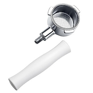 Normcore 51mm Naked Bottomless Portafilter 3 Ears Fits Delonghi Dedica EC680 and EC685, and SMEG & EUPA Coffee Machines - Non-Stick Coating White Anodized Aluminum Handle - Included Portafilter Basket