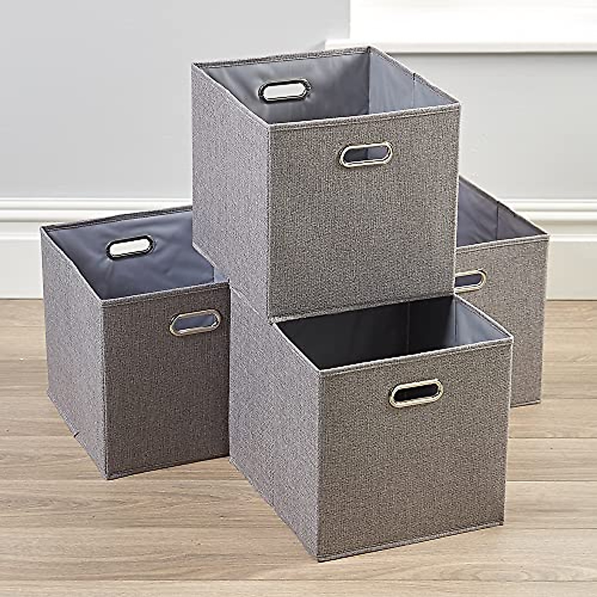 Home Source Grey Linen Storage Cube 4pc