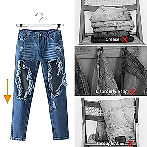 Nature Smile Solid Wooden Skirt Pants Hangers 20 Pack,Premium Wood Bottom Shorts Hangers for Slacks Trousers with Larger Adjustable Anti-Rust Clips (White)