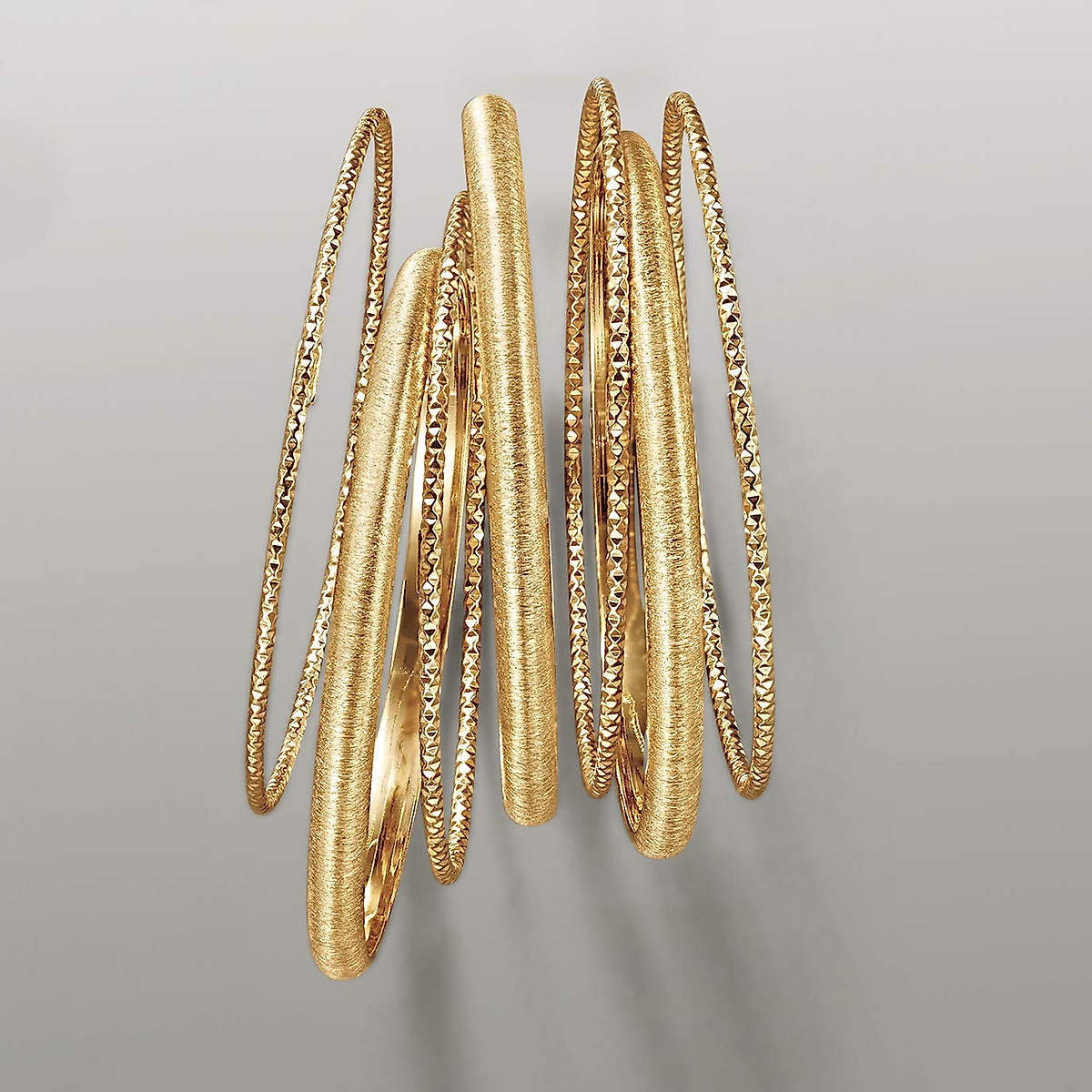 Ross-Simons Italian 18kt Gold Over Sterling Silver Jewelry Set: 7 Bangle Bracelets. 8.5 inches