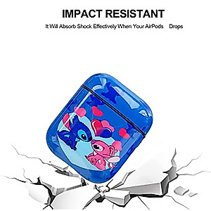 OINbxw for Airpod Case Cover, Airpod Case Personalized Custom with Lanyard Keychain Cool Cartoon Cute Anime Design Series Airpod Case for Women Girls Wireless Airpod 2 Case (Stitch)