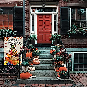 Happy Thanksgiving Garden Flags 12.5 x 18 Inch, Be Thankful Thanksgiving Flag Double Sided Decorative Turkey Fall Garden Flag for Thanksgiving Day Harvest Fall Autumn Yard Outdoor Decor