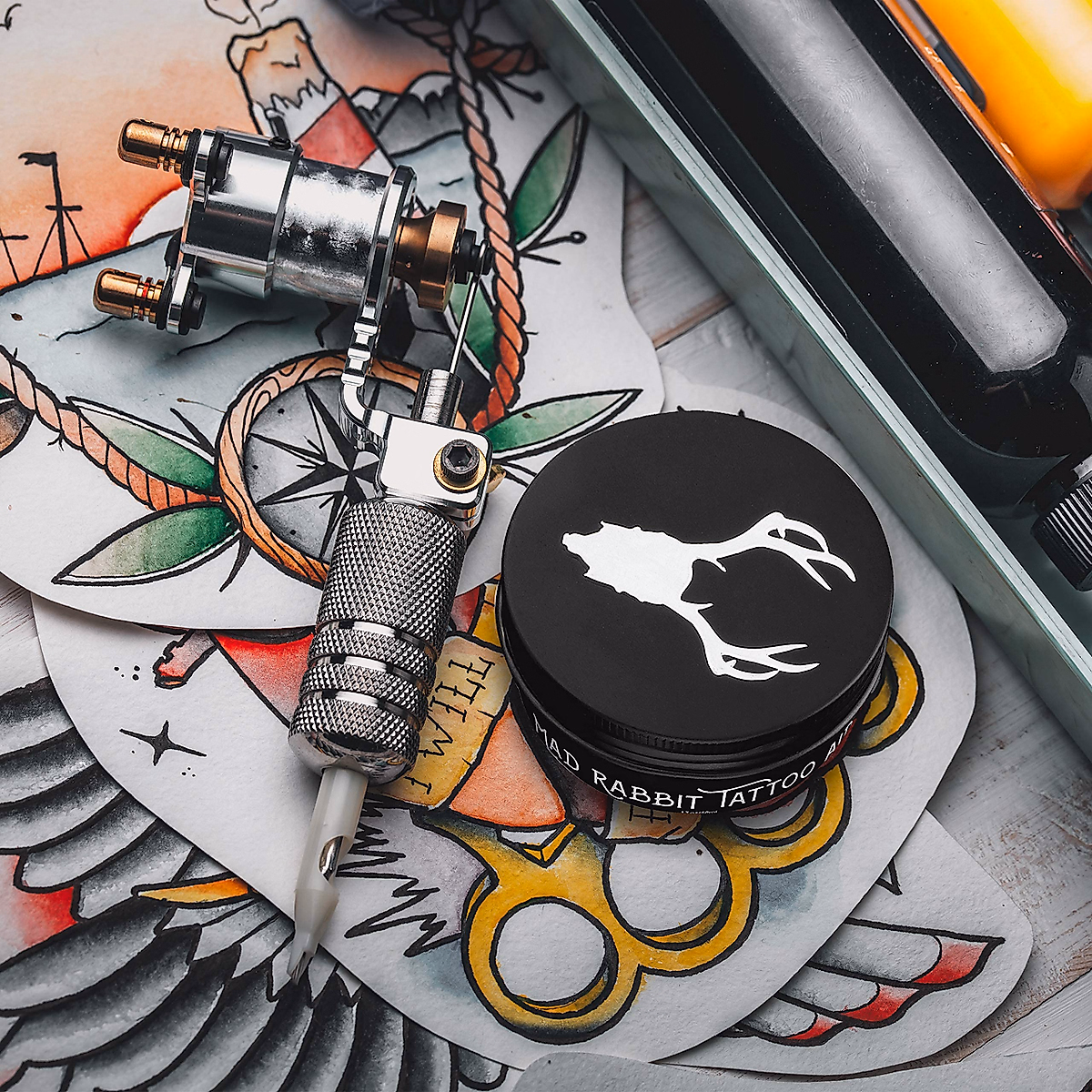 Mad Rabbit Tattoo Balm & Aftercare Cream- Color Enhancement that Revives Old Tattoos, Hydrates New Tattoos, Made With Clean Ingredients + Petroleum Free, Daily Tattoo Lotion Moisturizer & Brightener