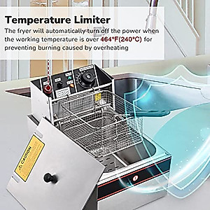 WeChef Electric Deep Fryer with Basket 2500W 12.7 Qt Countertop Stainless Steel Frying Machine Commercial Home Chicken Funnel Cake Bar