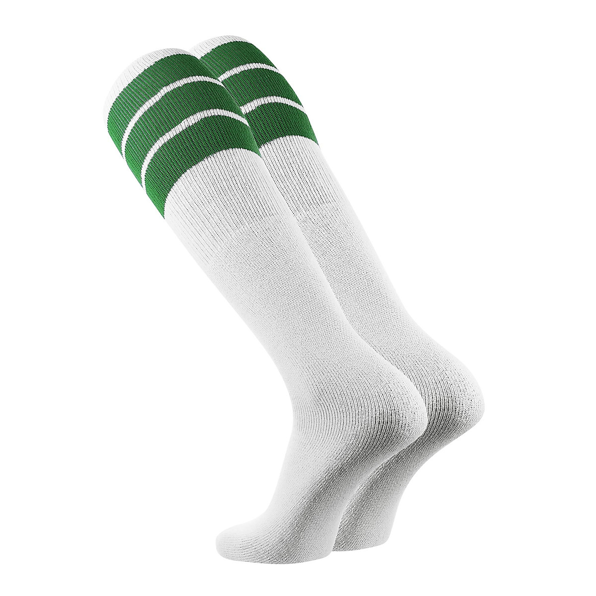 TCK Retro 3 Stripe Tube Socks (Kelly Green, Large)