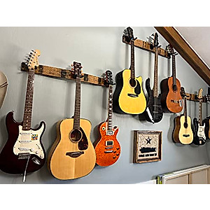 Coyle Woodworks Whiskey Barrel Stave 3-Guitar Wall Mount |Instrument Mount for Guitar, Ukulele, Violin, Banjo, Bass, Guitar Hanger, Natural Finish