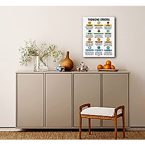 Thinking Errors Canvas Wall Art Decor, Cognitive Distortions Decor, School Psychologist Canvas Prints Poster Counselor Office Decor, Therapy Anxiety, Psychologist CBT Mental Health Strategies 12x15