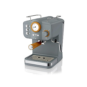 Swan Nordic Espresso Maker Machine, 15 Bars of Pressure, Milk Frother, 1.2L Tank, Scandi Style Matte Finish Slate Grey (SK22111GRYN)