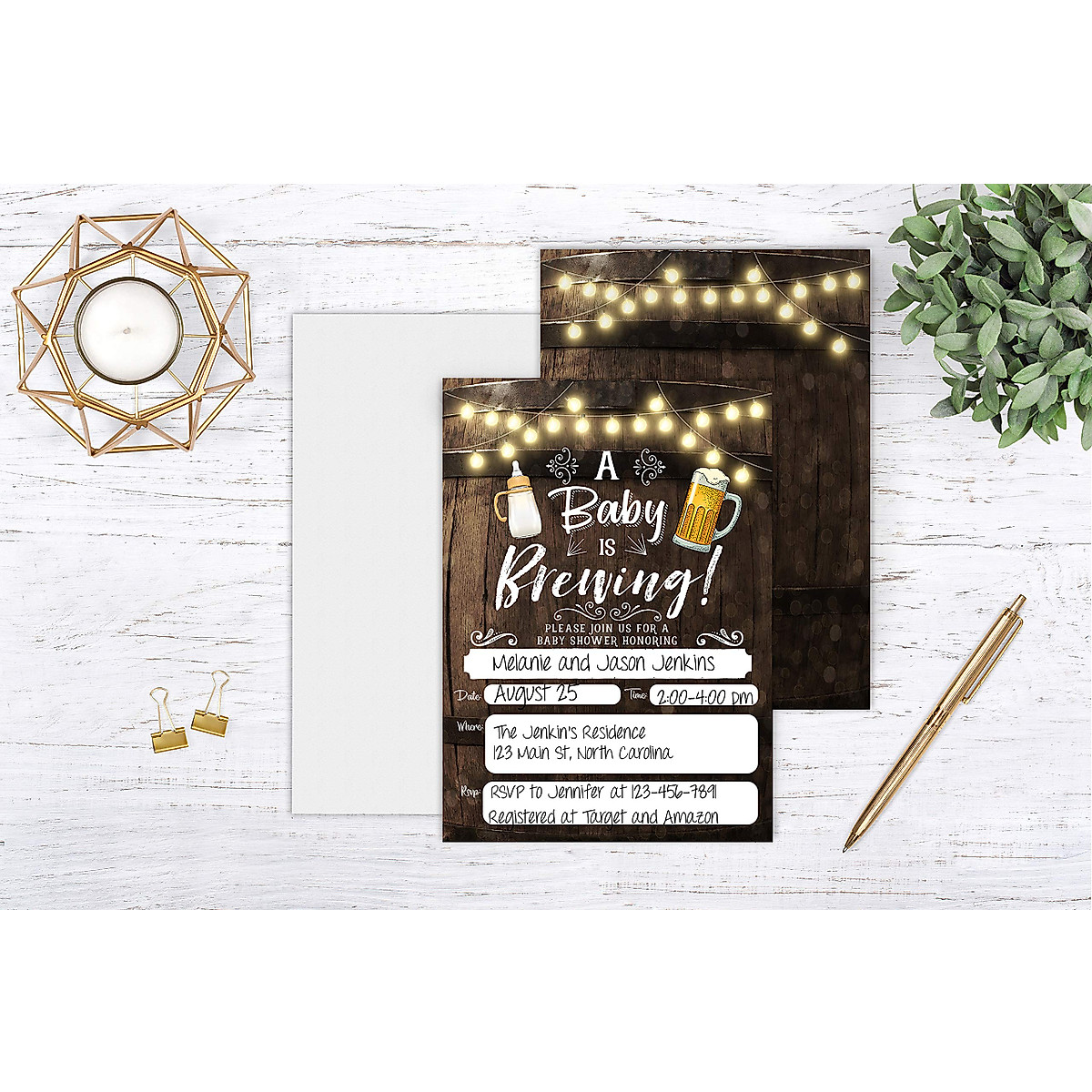 PDTXCLS Aoceman A Baby is Brewing Baby Shower Invitation, Beer and Bottle Couples Shower Co-ed, 25 Invitations with envelopes