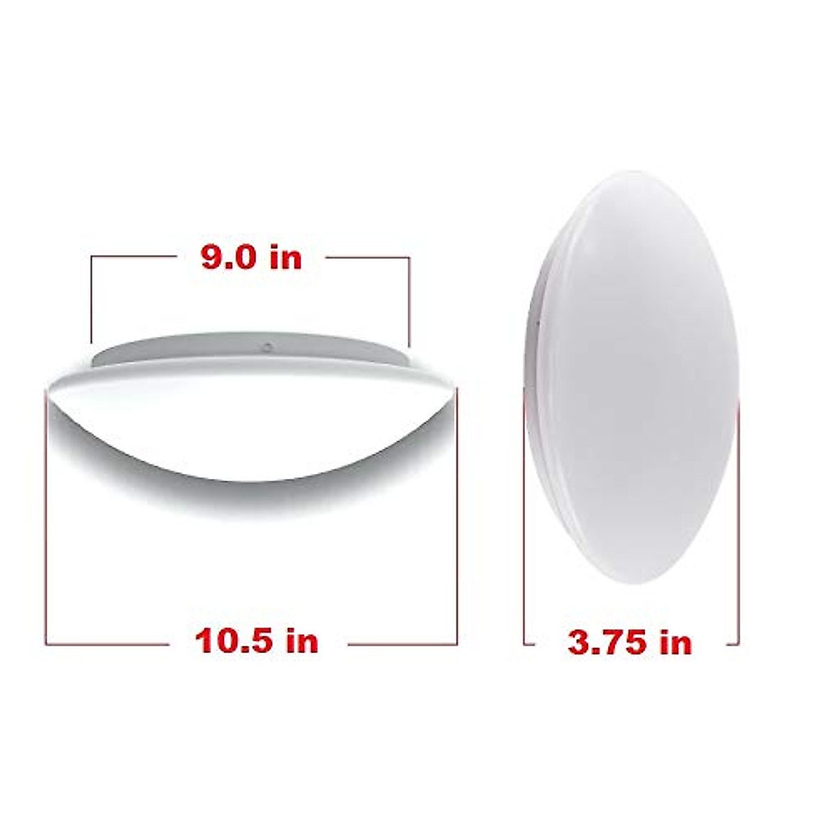 iLett LED 15 Watts Flush Mount Fixture Ceiling Light, Mushroom Shape, Ultra Light Weight, 10.5 inches, 1200lm, 6500K, 85V-265V