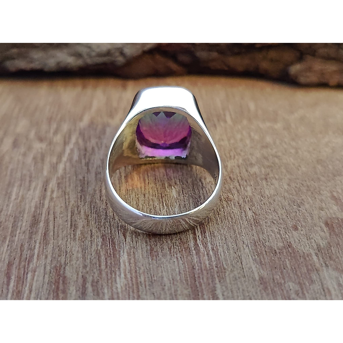 Mens Women Ring, Watermelon Tourmaline Ring, Signet Ring, 925 Solid Sterling Silver Ring, Tourmaline Quartz Ring, Bohemian Ring, Handmade Ring, Gift Ring (925 Solid Silver, 10.25)