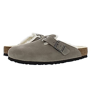 Birkenstock Men's Boston Shearling Sandals, Stone Coin/Natural, Grey, 11 Medium US