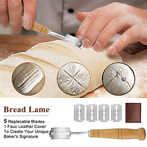 Sourdough Bread Baking Supplies: 9 Inch Round & 10 Inch Oval Banneton Bread Proofing Baskets w/Liner, Bread Lame, Dough Scrapers, Cleaning Brush, Artisan Bread Making Gifts for Bakers