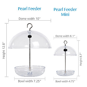 Bluebird Feeder - Jacobi Jayne® Pearl Feeder Dome Bird Feeder for Small Birds - Bluebird Feeder for Mealworms - Platform Bird Feeder Dome Cover - Covered Mealworm Feeder attracts Blue Birds