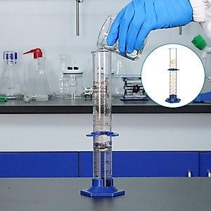 stonylab Graduated Cylinder, Laboratory Borosilicate Glass Graduated Measuring Cylinder with Plastic Hexagonal Base and Protective Collar, 100 ml